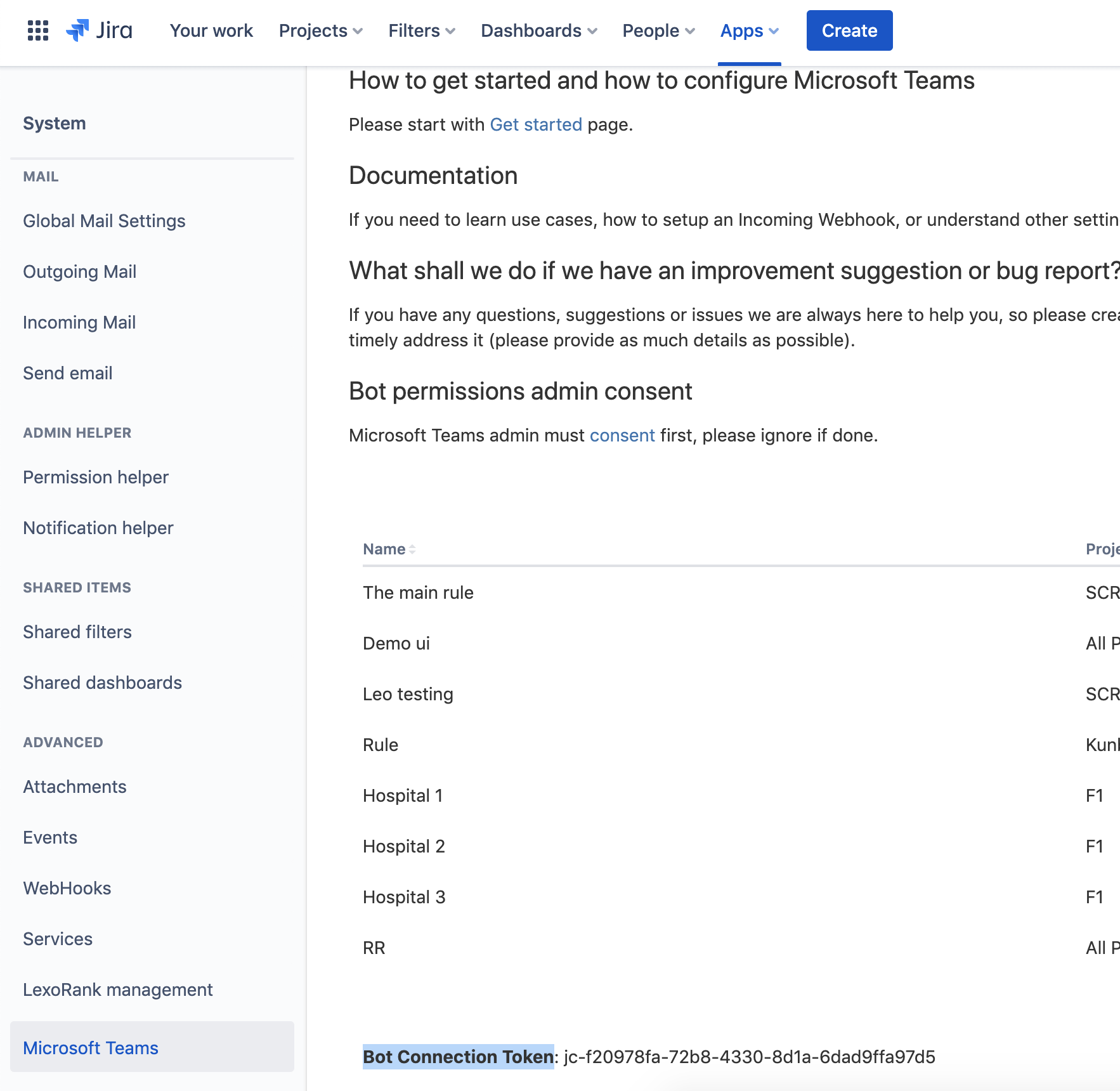 Admin resources: Microsoft Teams Jira Connector - Getting started
