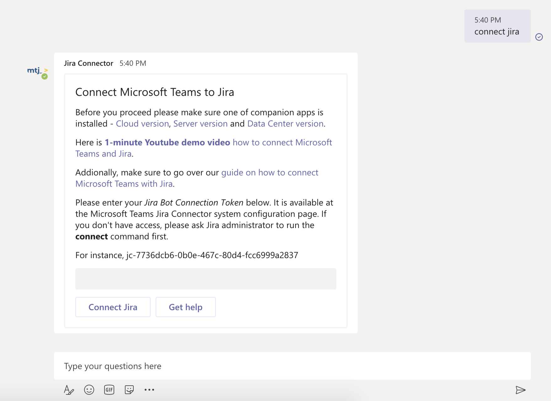 Admin resources: Microsoft Teams Jira Connector - Getting started