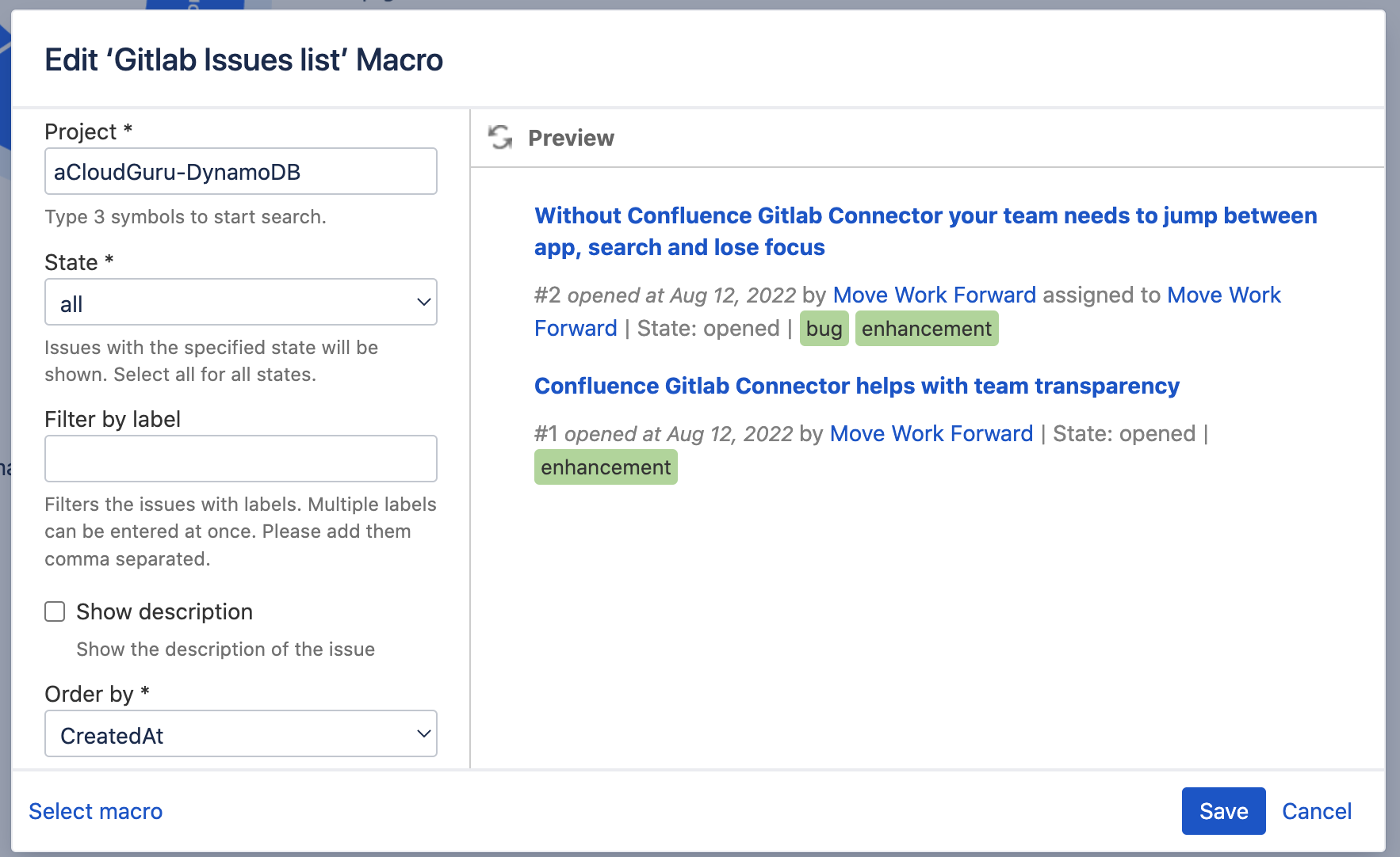 Confluence Gitlab Connector guide