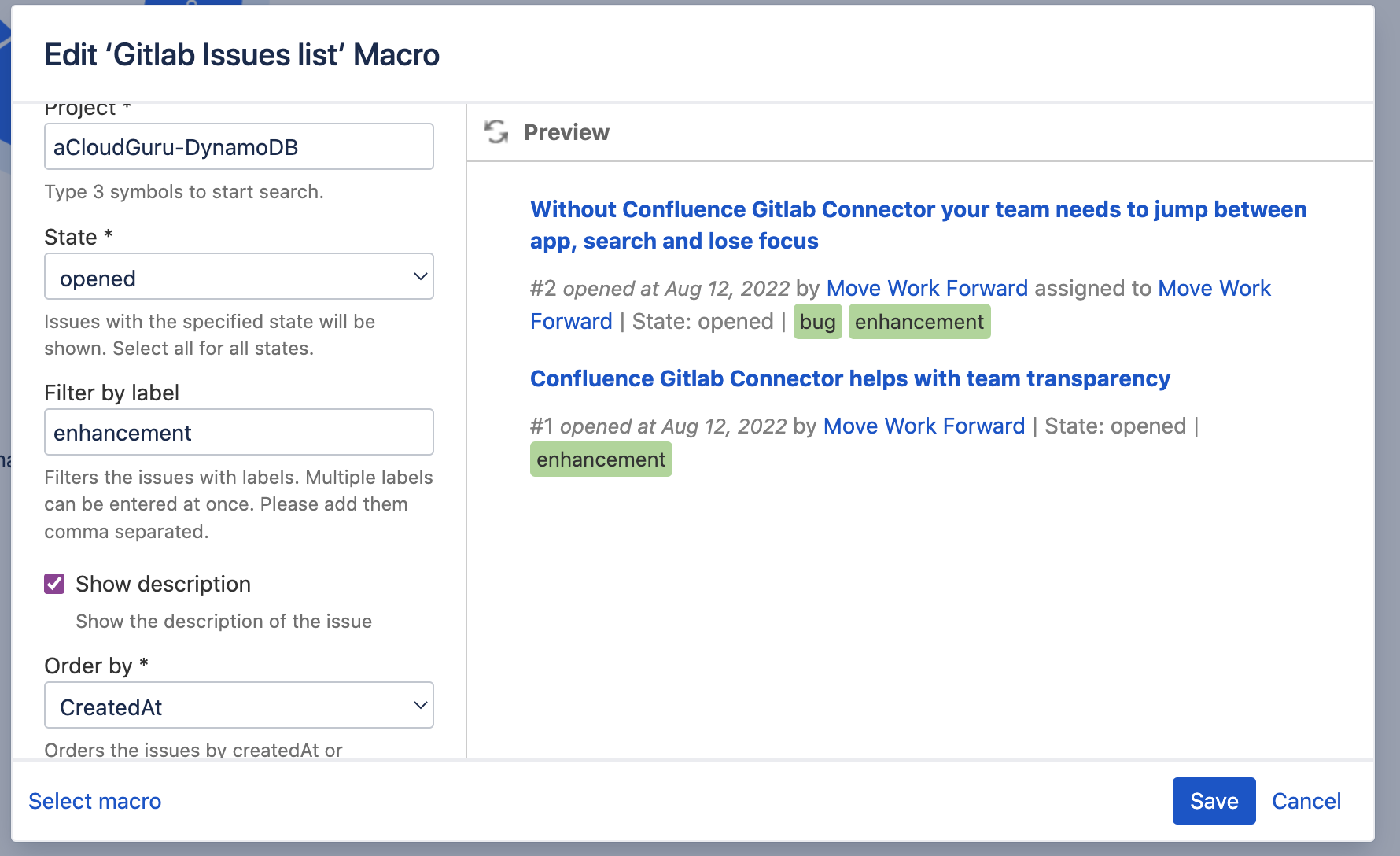 Confluence Gitlab Connector guide