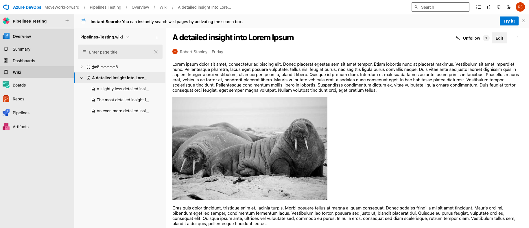 How to view an Azure DevOps wiki in a Confluence page
