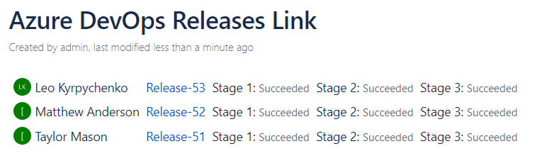 How to create and configure an Azure DevOps Releases Link macro?