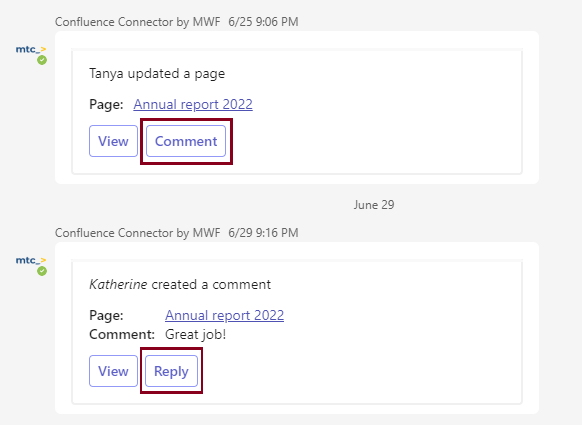 How to comment on Confluence content from Teams?