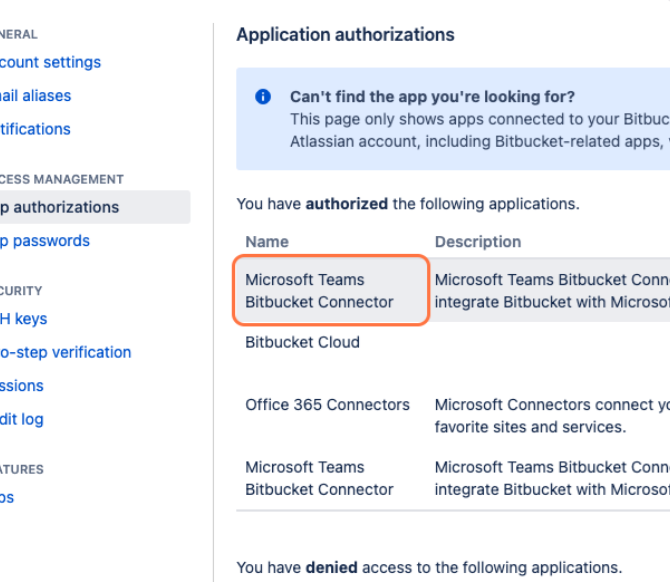 How to verify app authorizations in Bitbucket.org