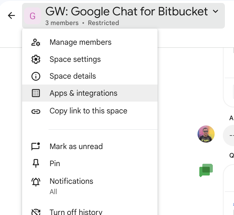 How to create Google Chat incoming webhook for Google Chat integration for Confluence Data Center