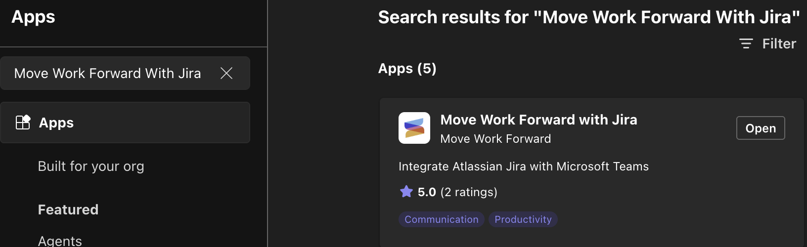 How to add the Move Work Forward with Jira app to Microsoft Teams Channels and Teams?